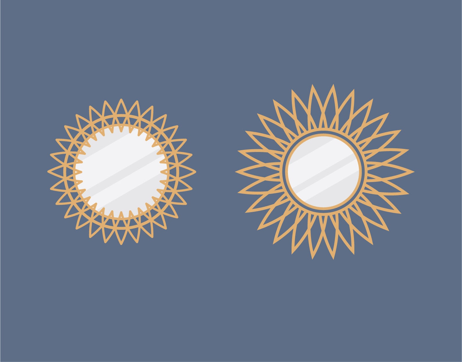 11 Flat Vector Illustration Mirrors Furniture Interior Decor Elements ...