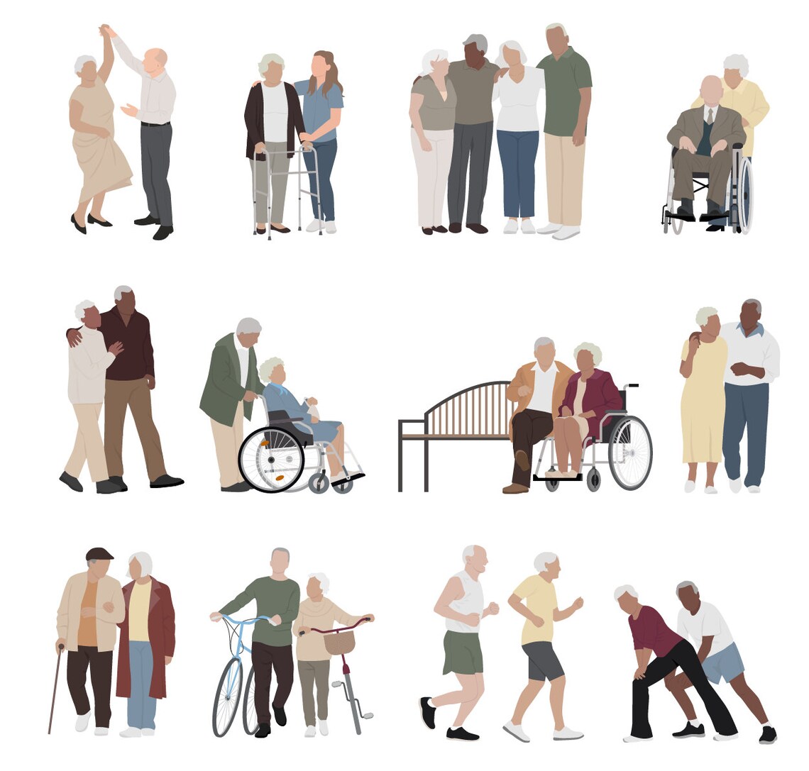 15 Flat Vector People Illustration AI Old People Elderly - Etsy