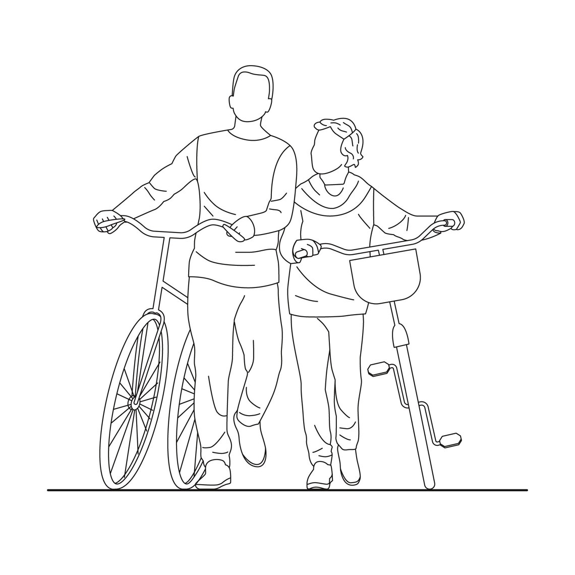 15 Line Vector People Illustration AI - Old People - Elderly Faceless ...