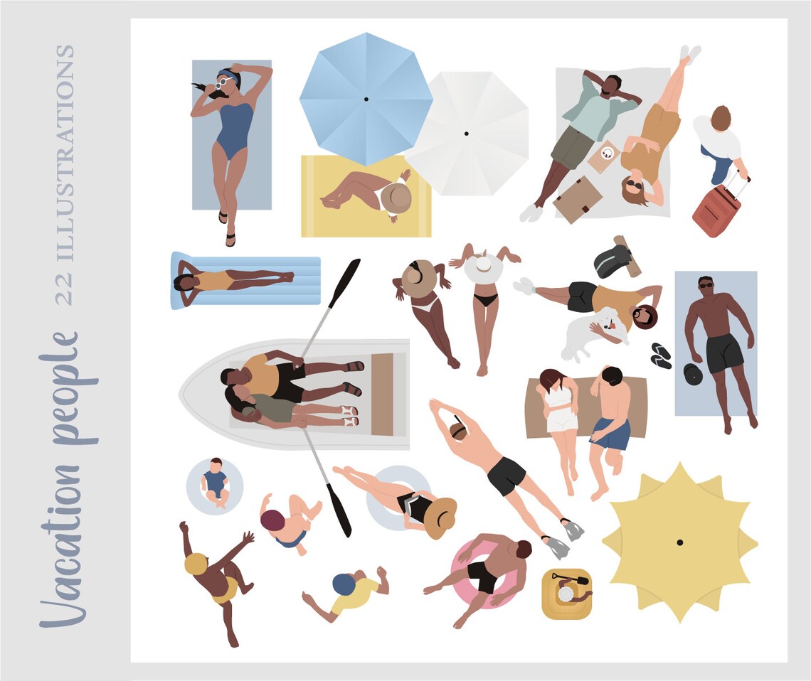 Bundle Flat Vector People - Top View Illustrations - Pack of 112 ...