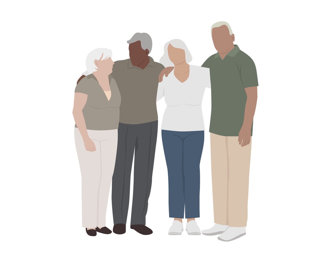 15 Flat Vector People Illustration AI - Old People - Elderly Faceless ...