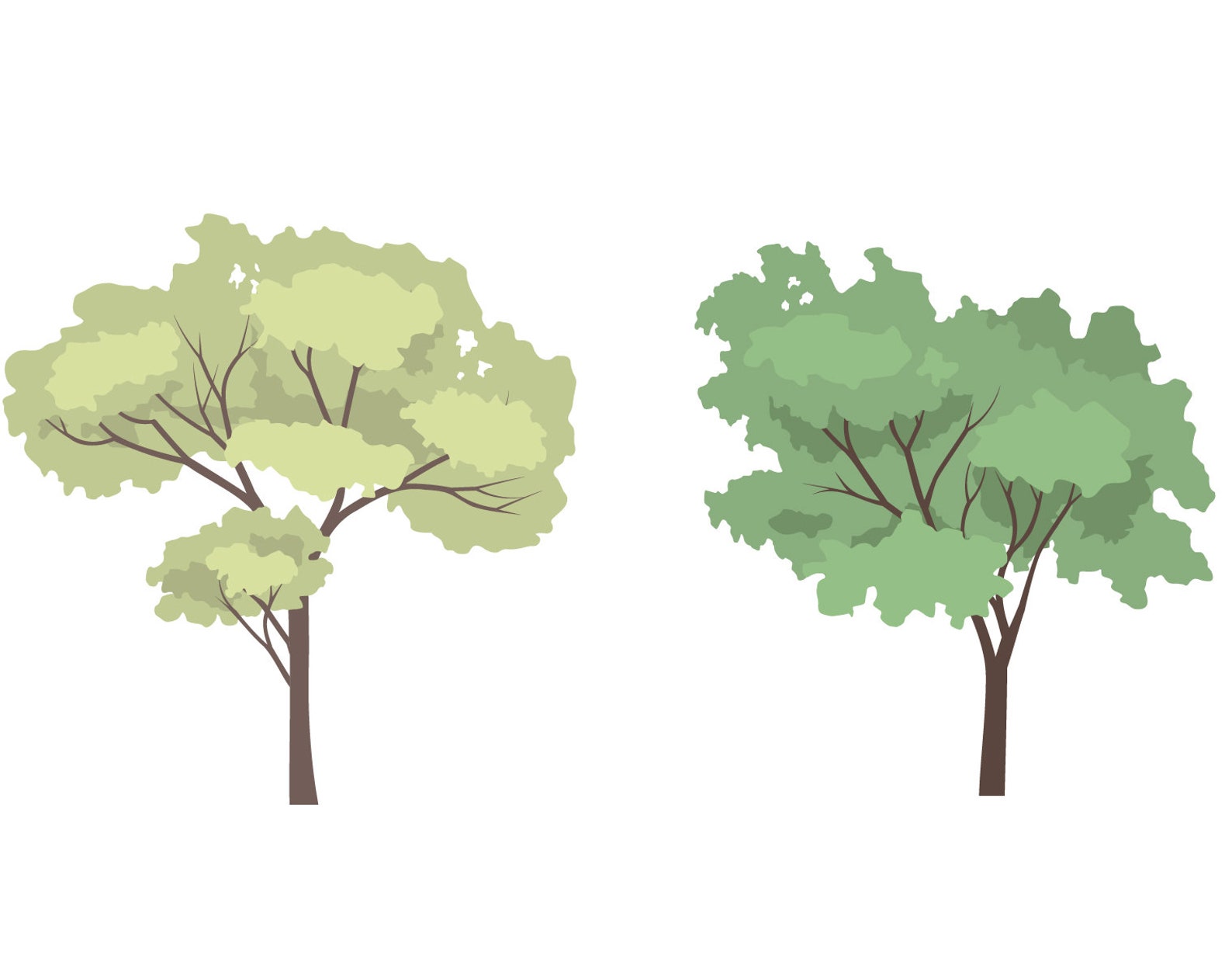 10 Set of Flat Vector Trees Clipart - Flat Vector Plant Illustration ...