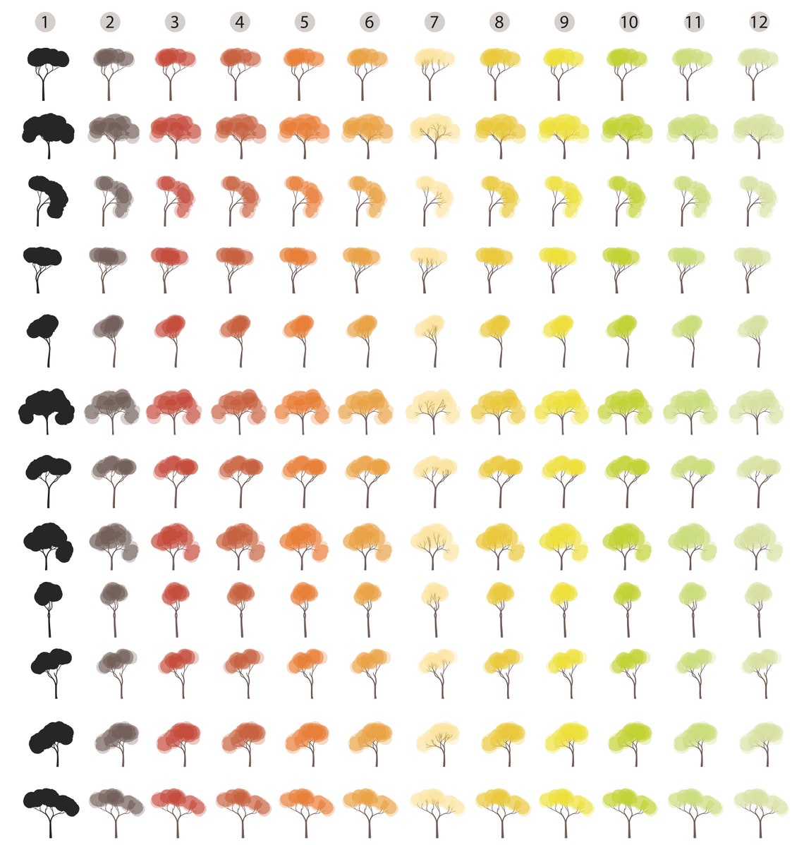 144 Set of Flat Vector Trees Clipart - Flat Vector Plant Illustration ...