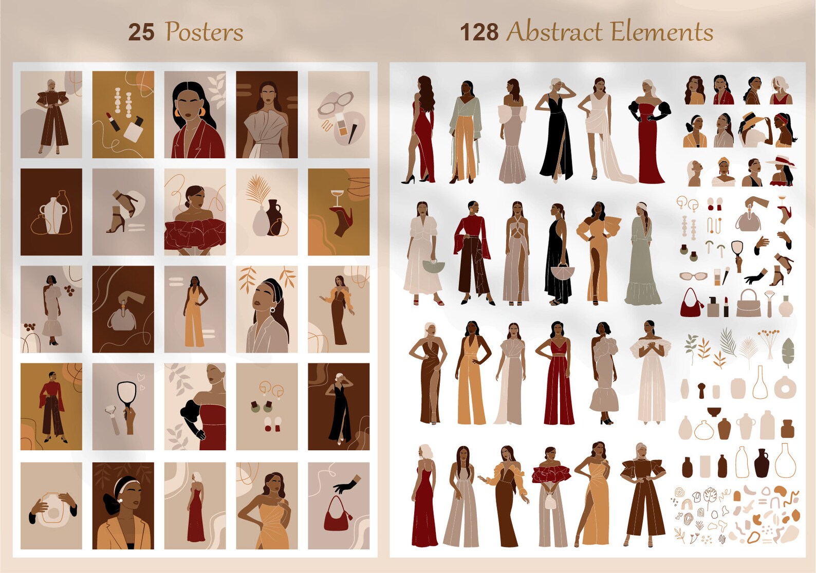 100 Abstract Woman Clipart, Feminine Vector Clipart, Abstract Black ...