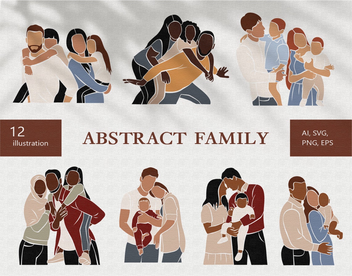 98 Abstract Family Clipart Mother's Day Father's - Etsy