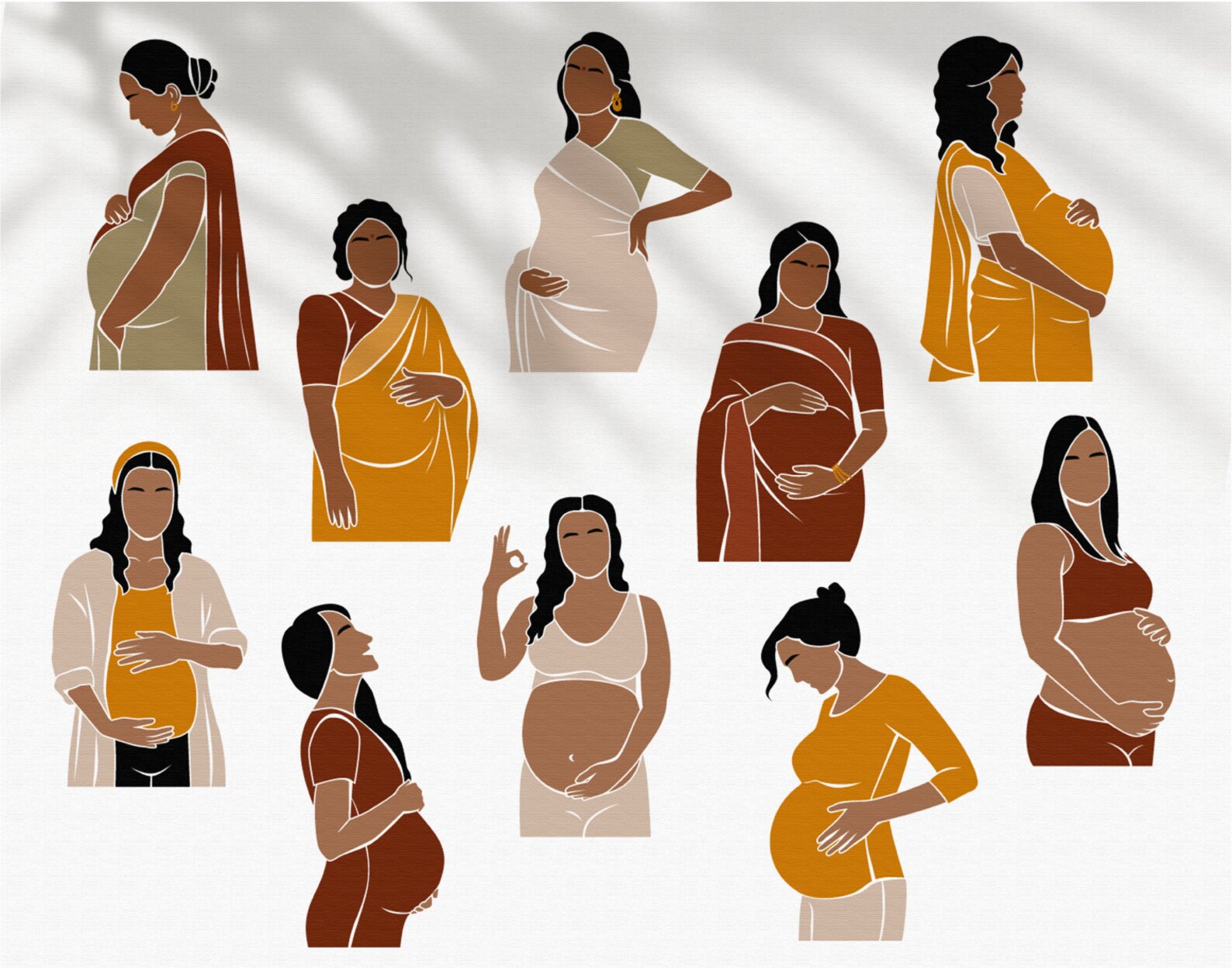 10 Abstract Pregnancy Clipart SVG, Mother's Day, Abstract Mother Prints ...