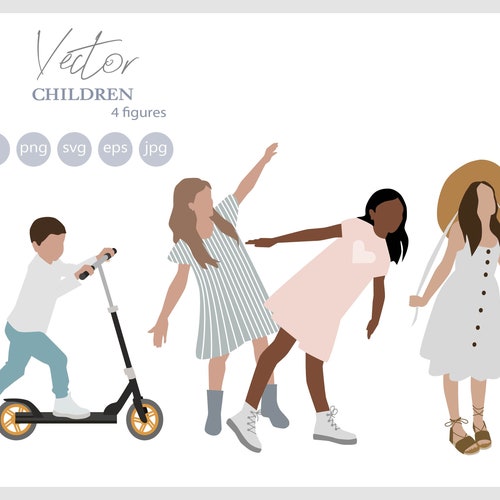 Flat Vector People Illustration Kids - Etsy