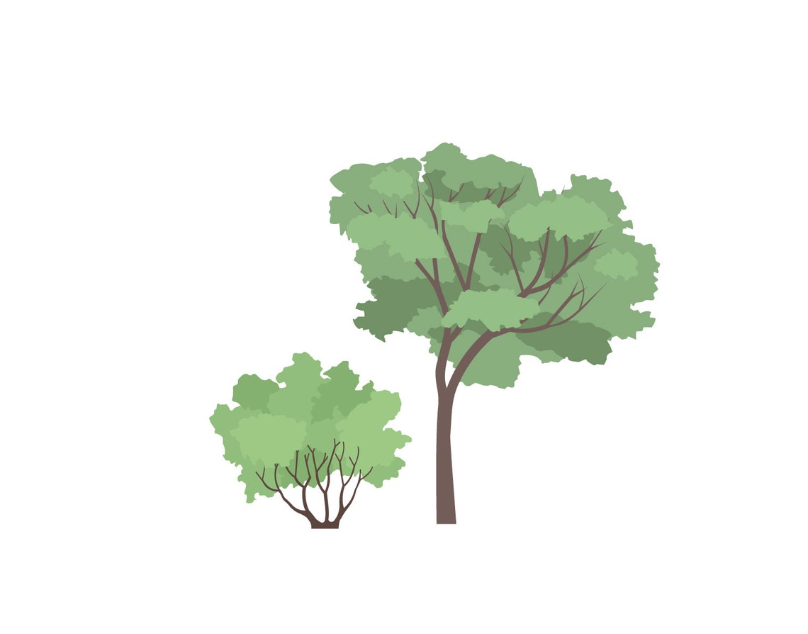 10 Set of Flat Vector Trees Clipart - Flat Vector Plant Illustration ...