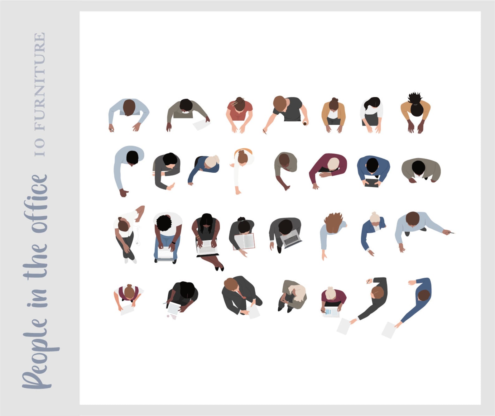 Bundle Flat Vector People - Top View Illustrations - Pack of 112 ...