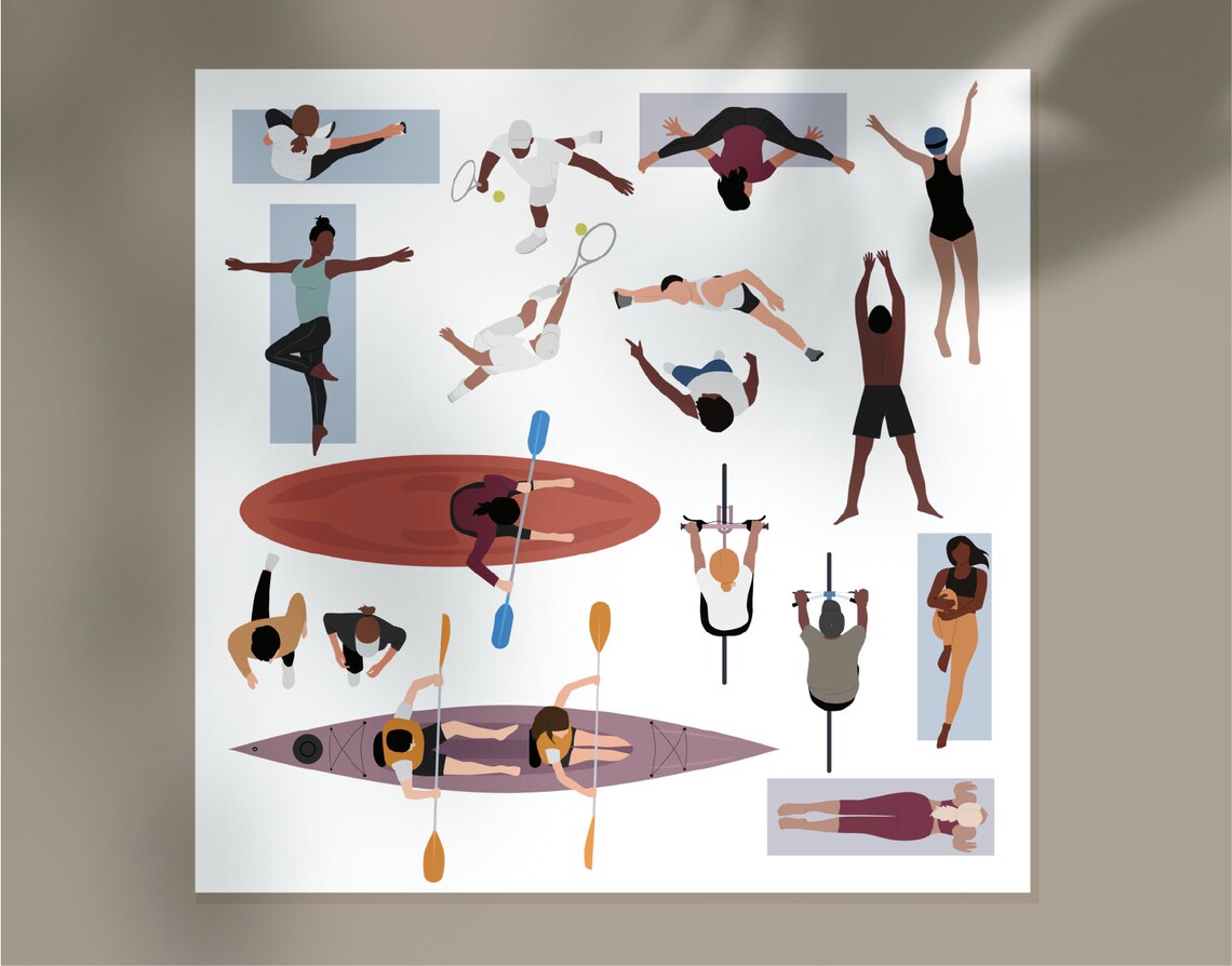 17 Flat Vector People - Top View - People Sport Top View - Pack of 17 ...
