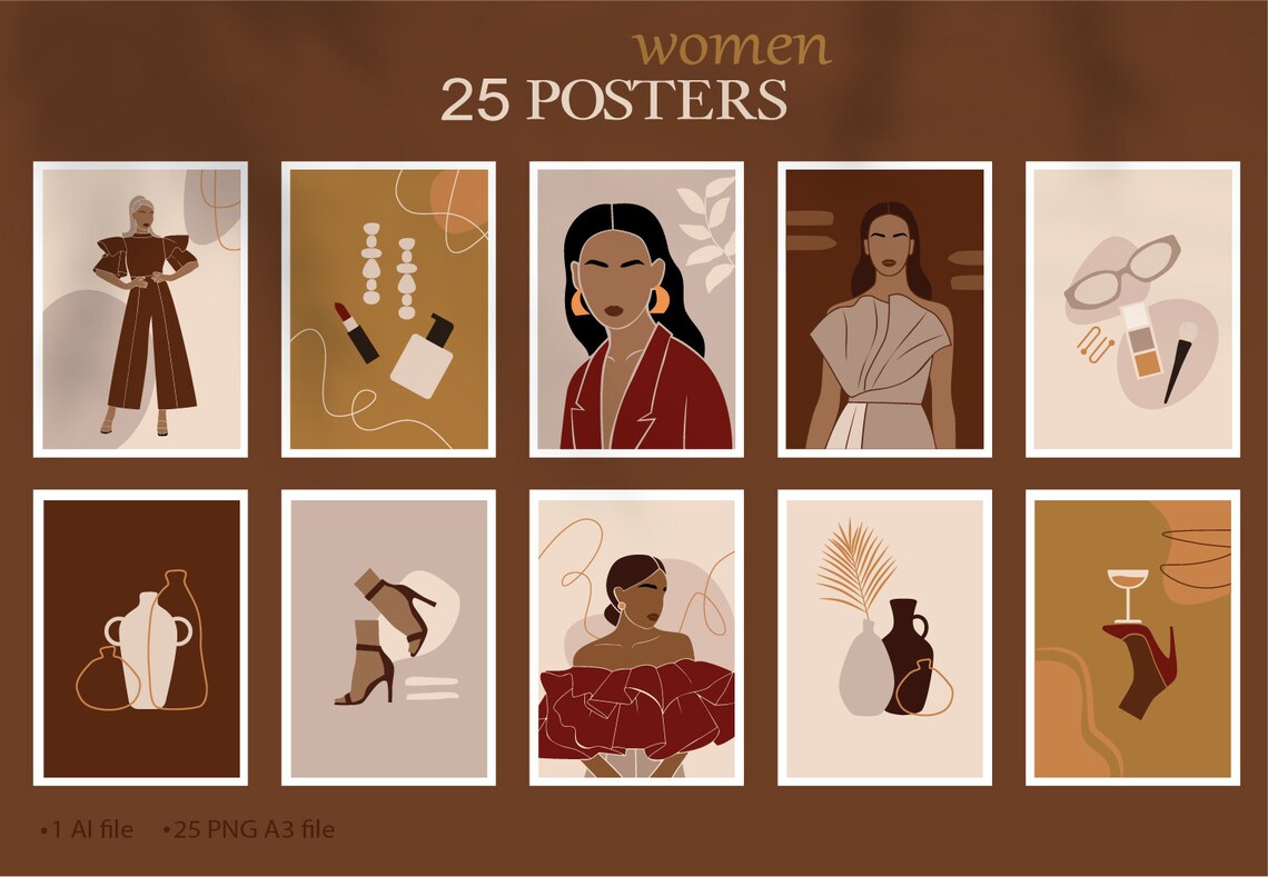 100 Abstract Woman Clipart, Feminine Vector Clipart, Abstract Black ...