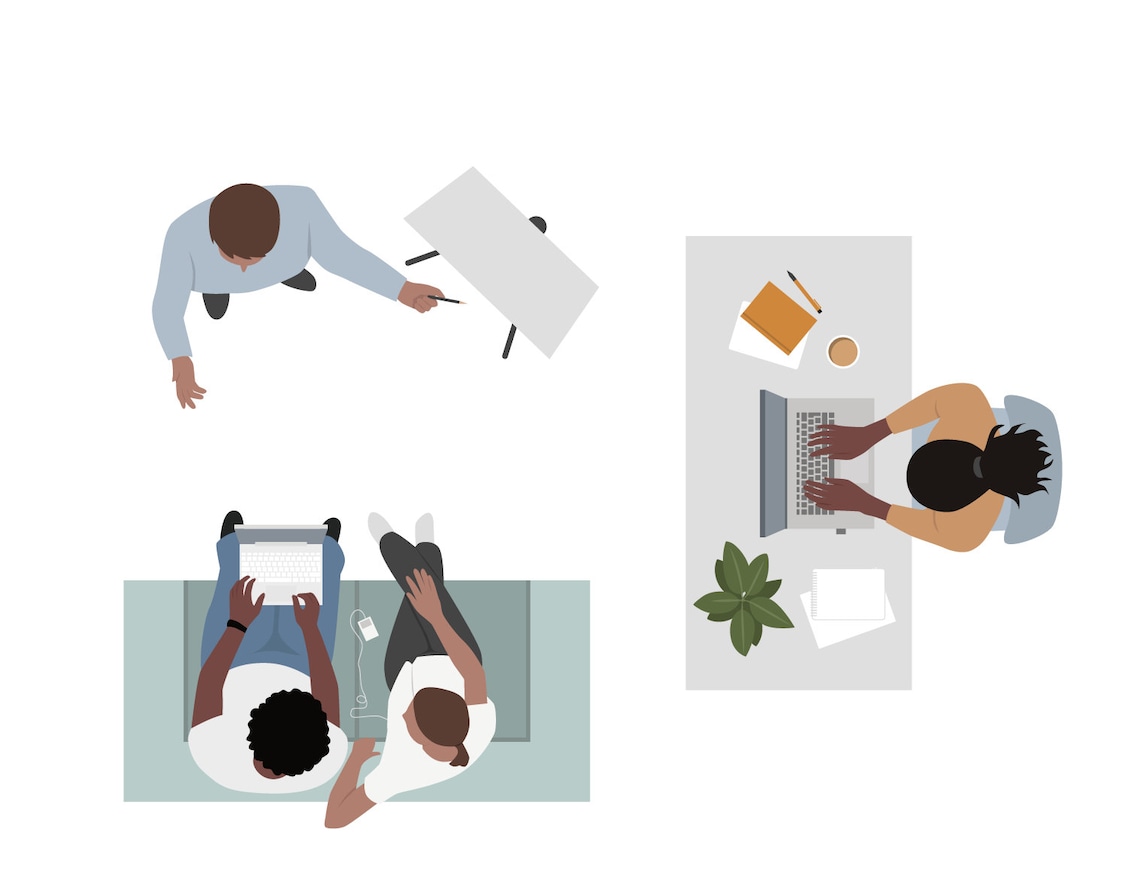 53 Flat Vector People Illustration Working People Top View Pack of 13 ...