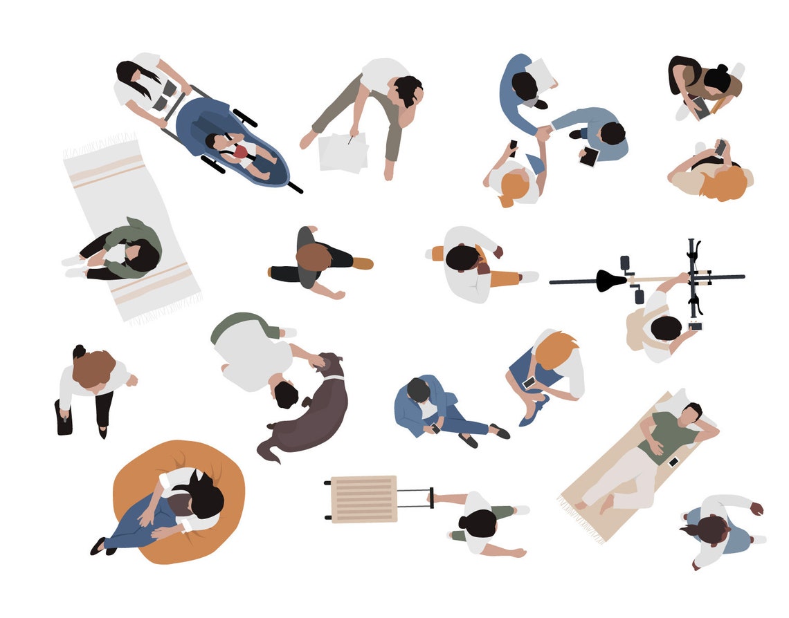 16 Flat Vector People - Top View - Pack of 19 Illustration - AI - Png ...