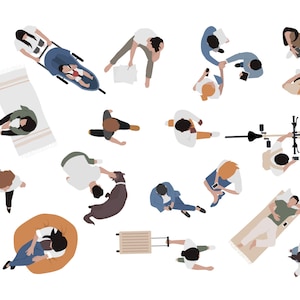 16 Flat Vector People - Top View - Pack of 19 Illustration - AI - Png ...