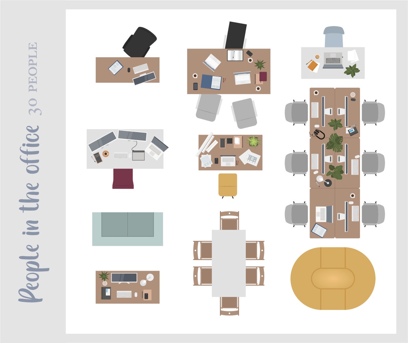 Bundle Flat Vector People - Top View Illustrations - Pack of 112 ...