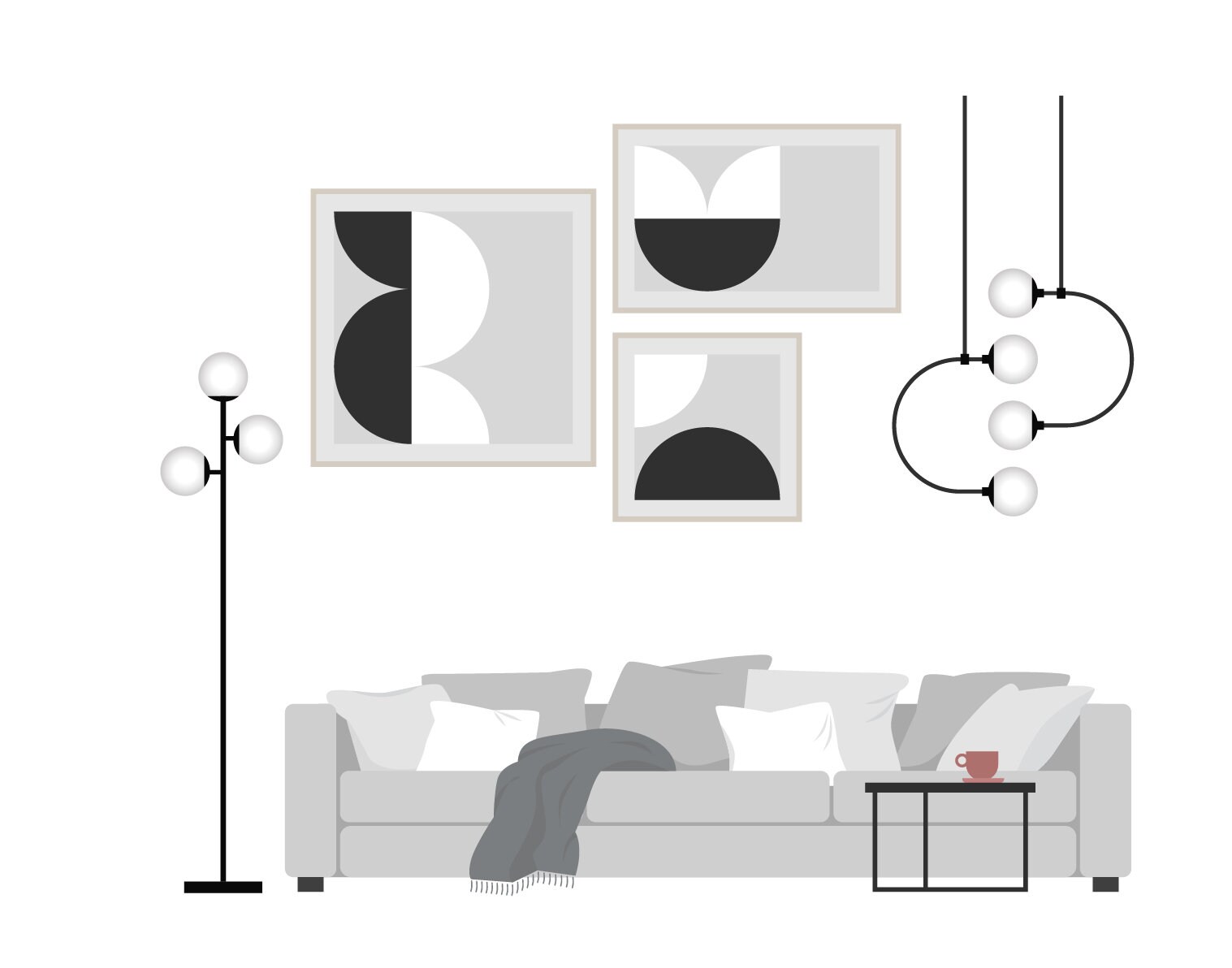 80 Flat Vector Illustration Living Room Clip Art Set | Etsy