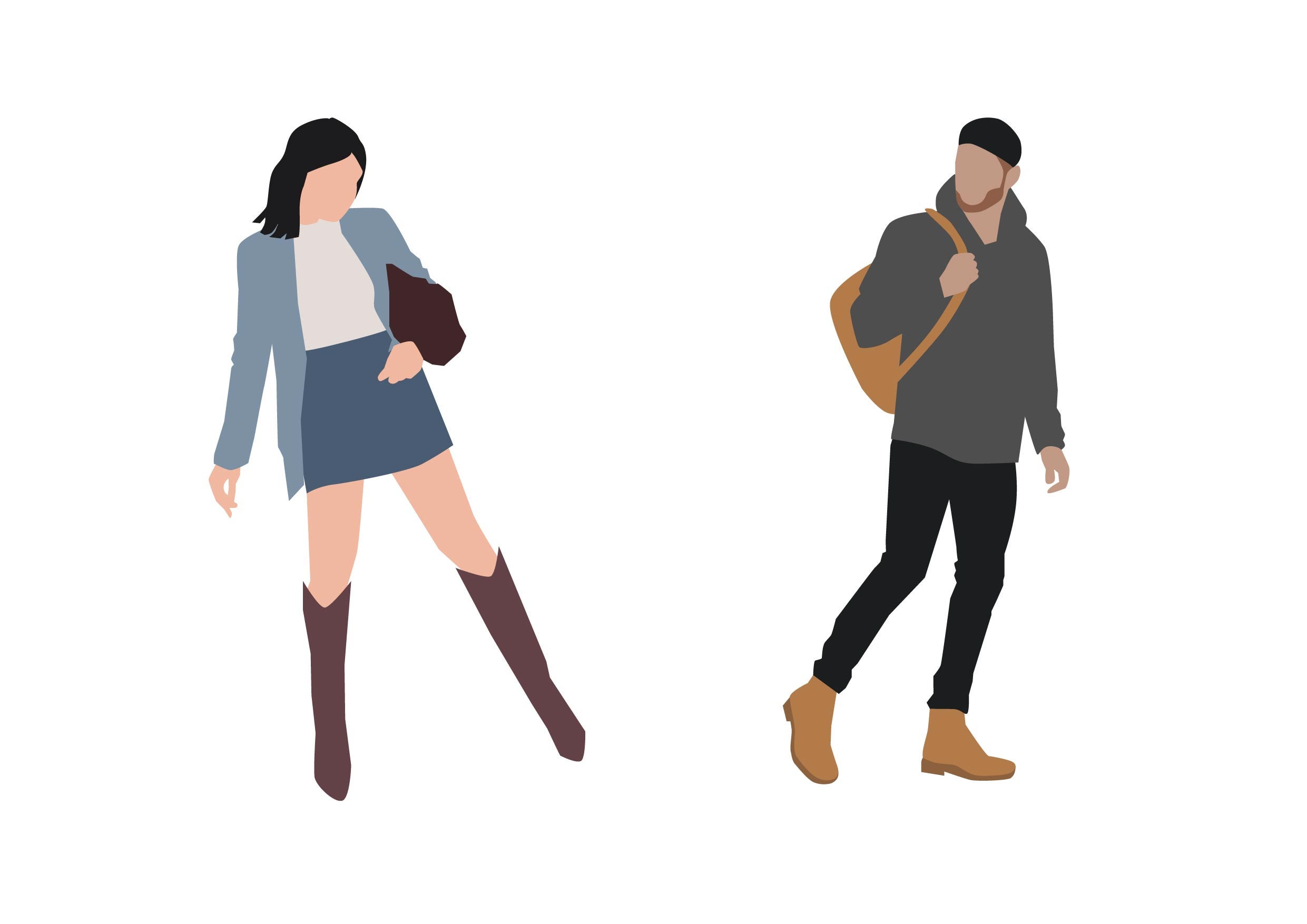 25 Flat Vector People - Walking People - Outdoor - Pack of 24 ...