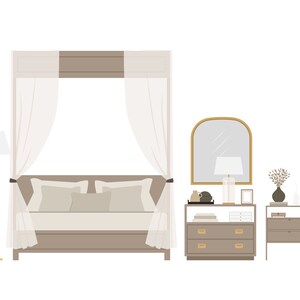 140+ Flat Vector Illustration - Bedroom Furniture Clip Art Set ...