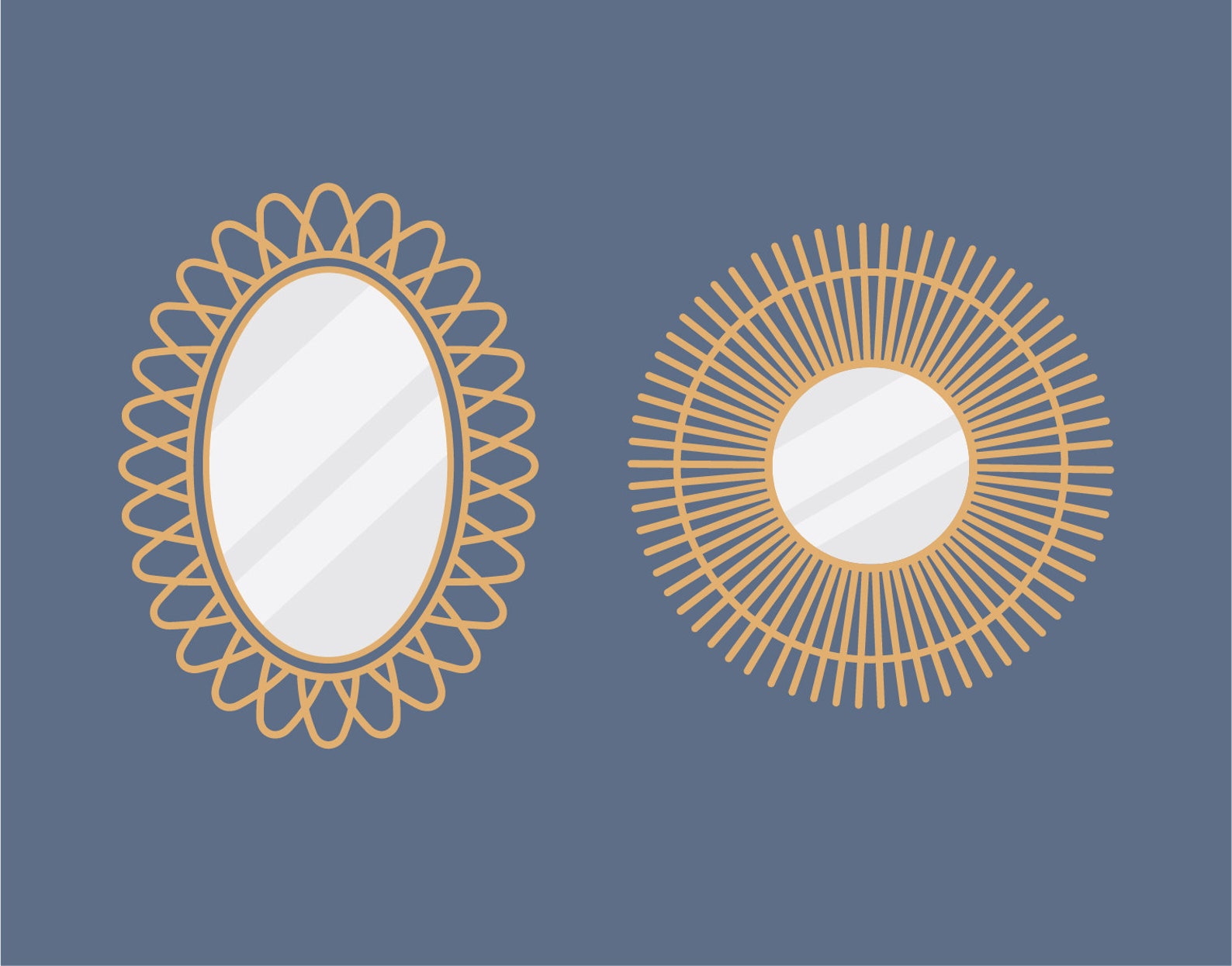 11 Ilustración vectorial plana Espejos Elementos de - Etsy España