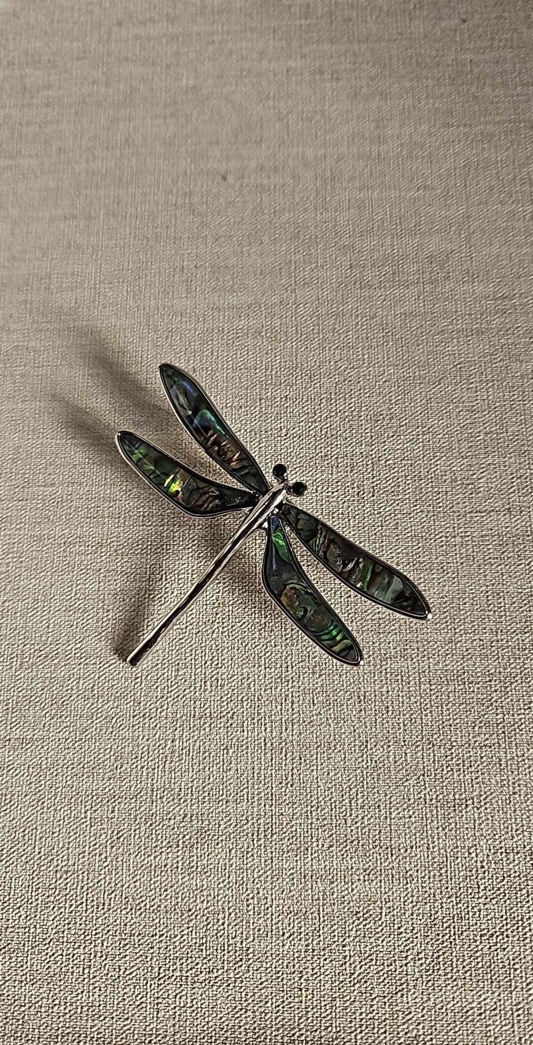 Marble Shell Green Blue Multicoloured Dragonfly Brooch - Etsy