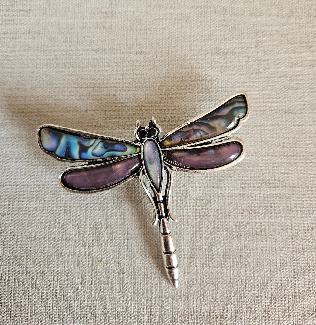 Purple Marble Effect Enamel Dragonfly Brooch - Etsy
