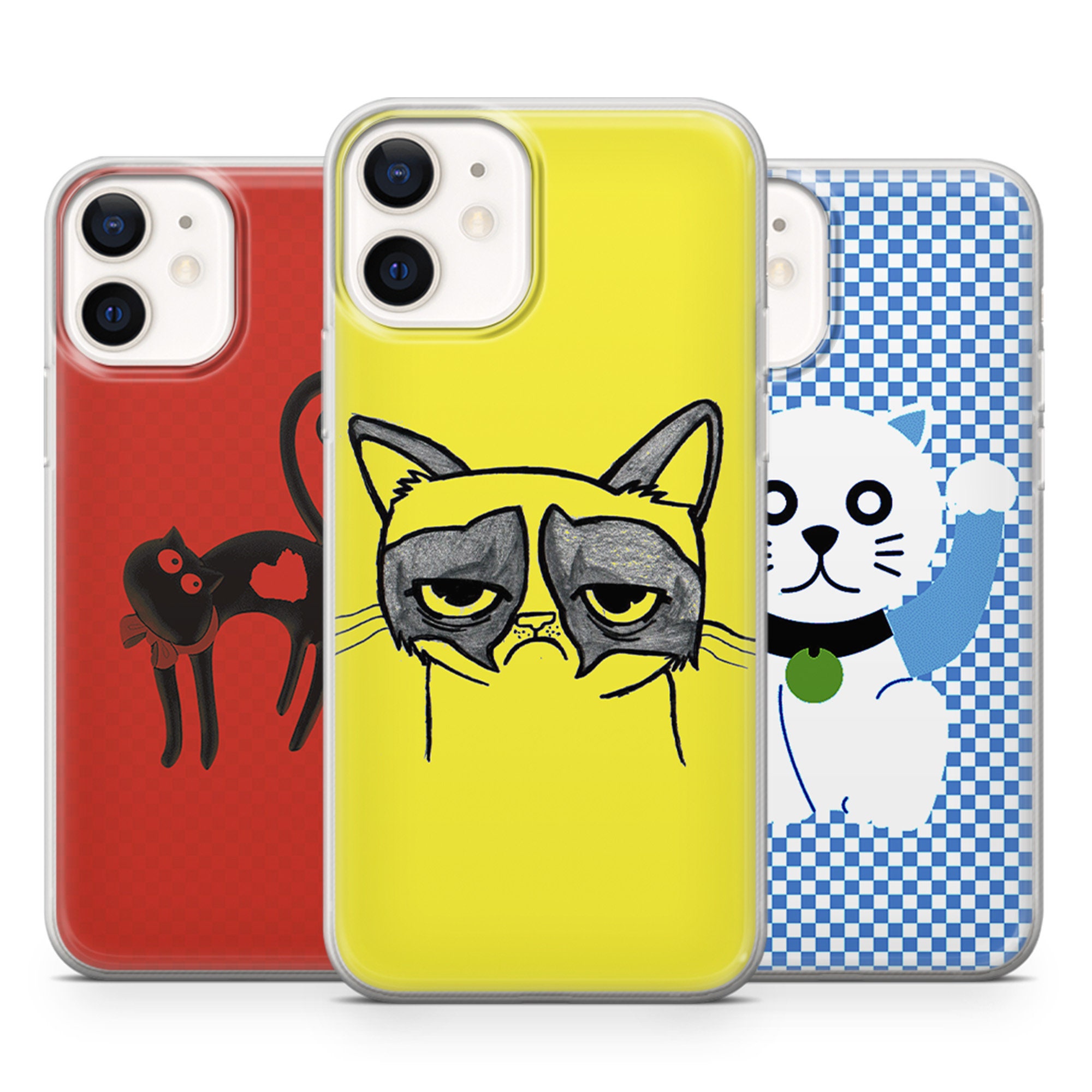 Cat Phone Case Cover for iPhone 5, 6s, 7, 8, SE2020, XR, 11pro Max, 12 ...