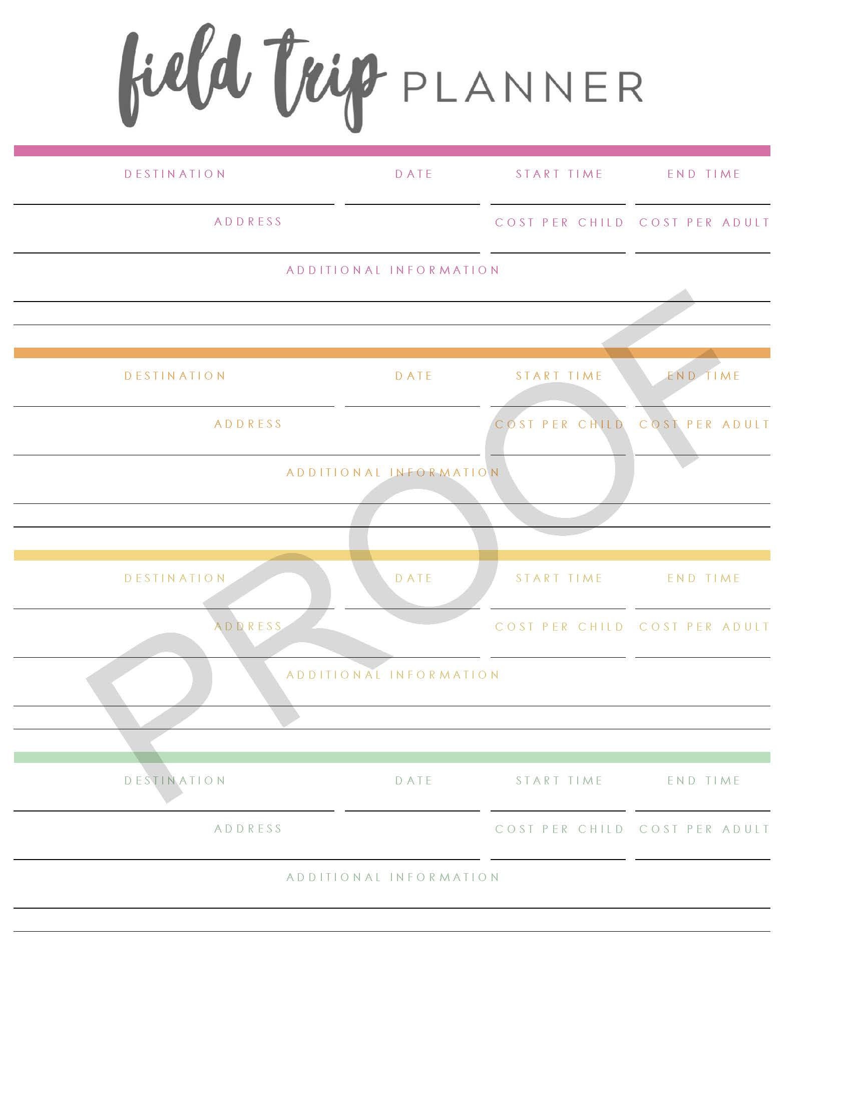 Field Trip Planner Printable for Erin Condren Teacher Lesson - Etsy