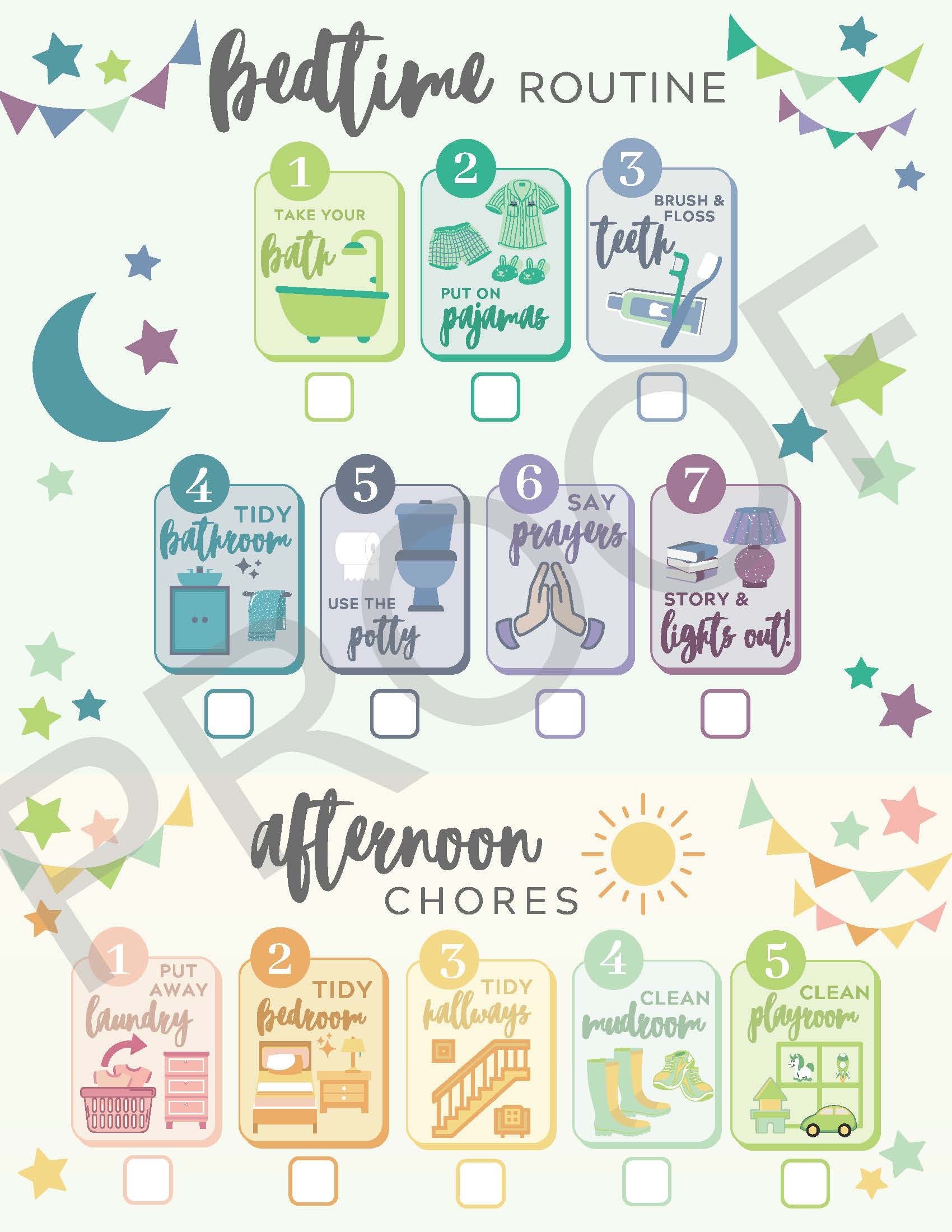 Morning and Bedtime Routine Charts - Etsy