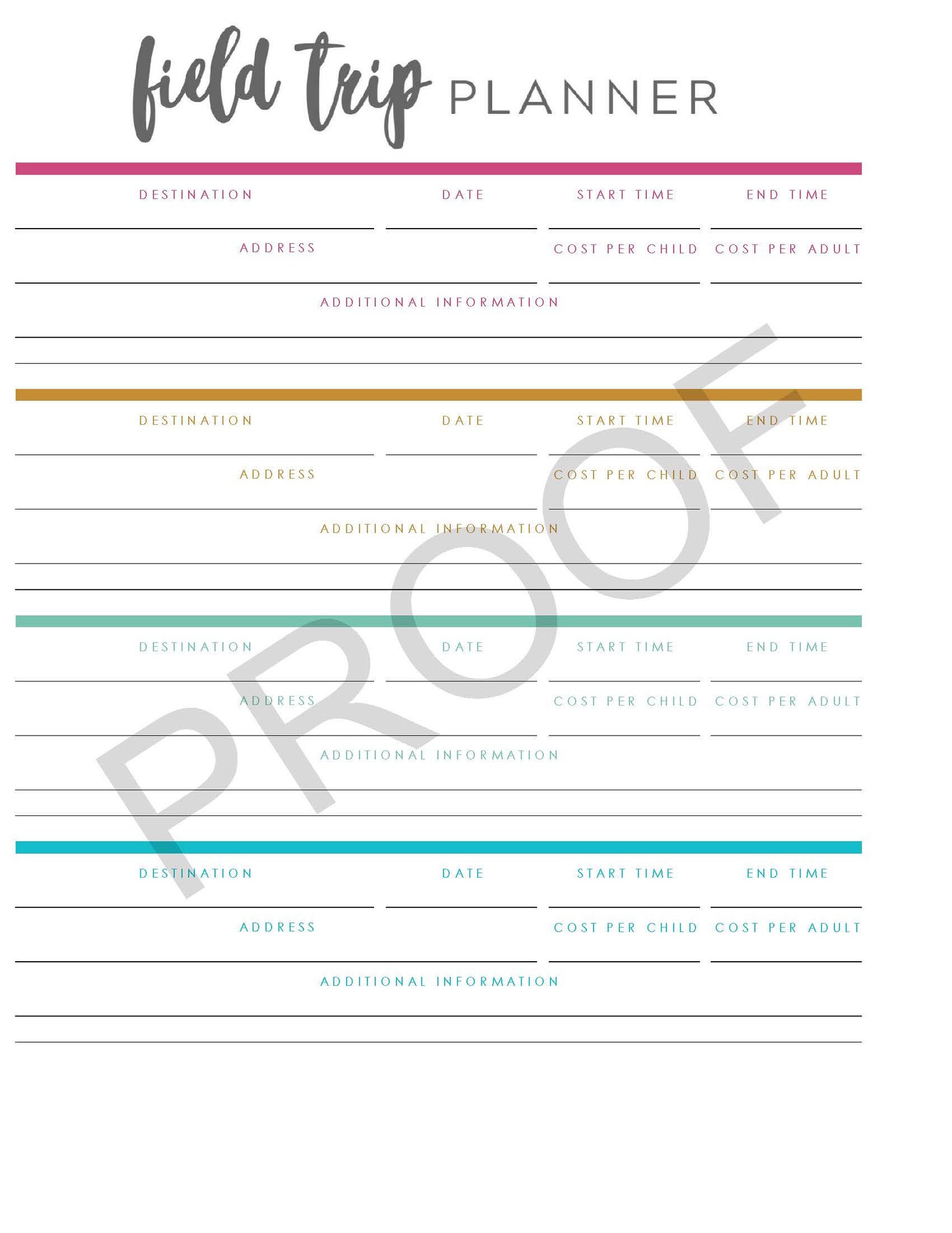 Field Trip Planner Printable for Erin Condren Teacher Lesson Planner - Etsy