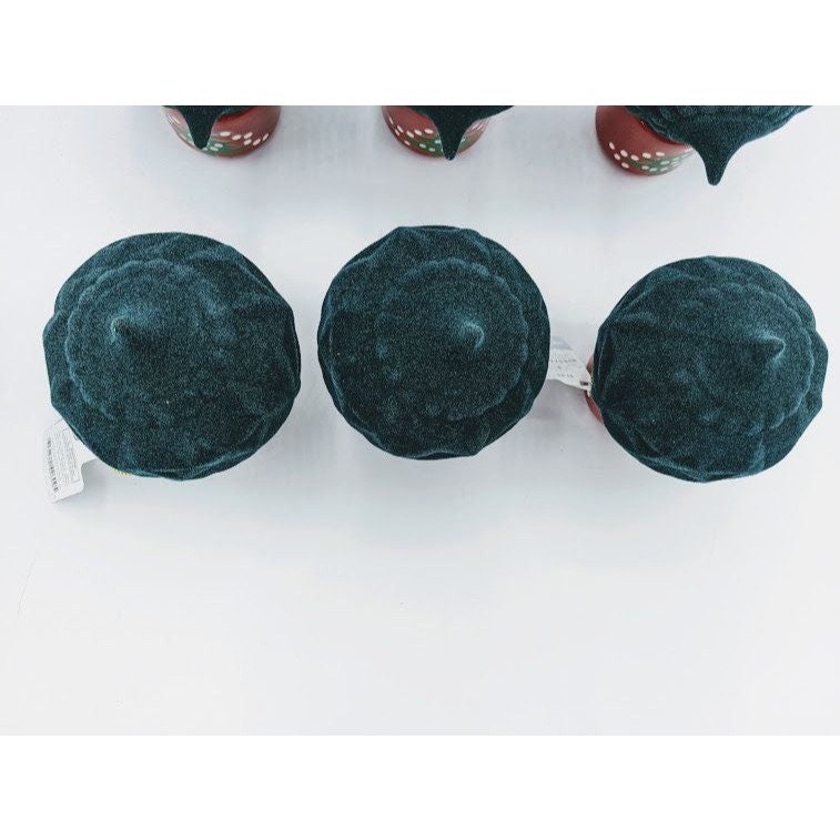 6 Lot Target Wondershop Green Flock Tear Drop Ball Christmas Ornament ...