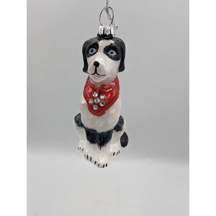 Boarder Collie Glass Christmas Ornament St Nicholas Square Bandana Pet ...