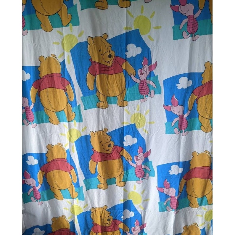 Vintage 90s Disney Winnie the Pooh Full Size Flat Sheet Fabric Piglet ...
