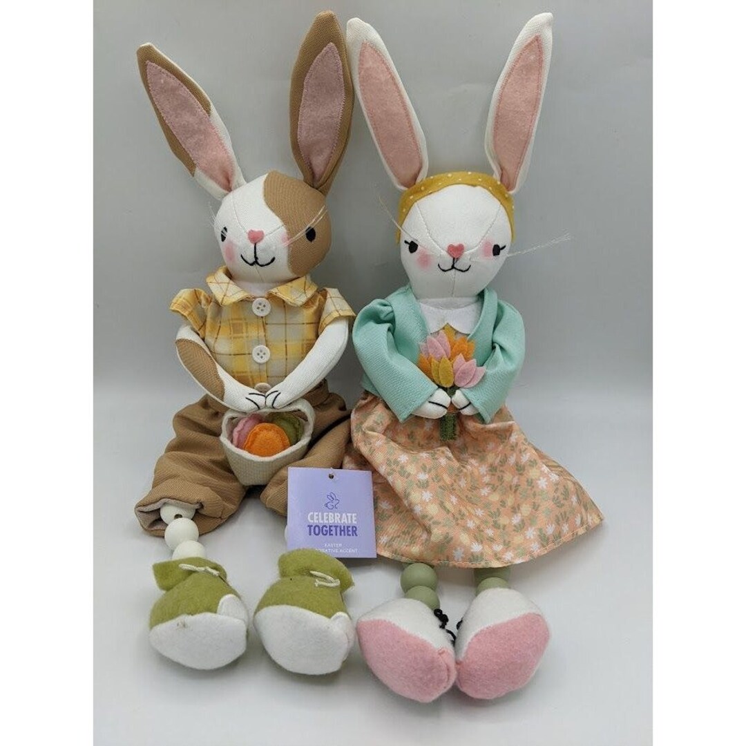 2 Set Celebrate Together Easter Bunny Shelf Sitters 17" Tall Rabbit ...