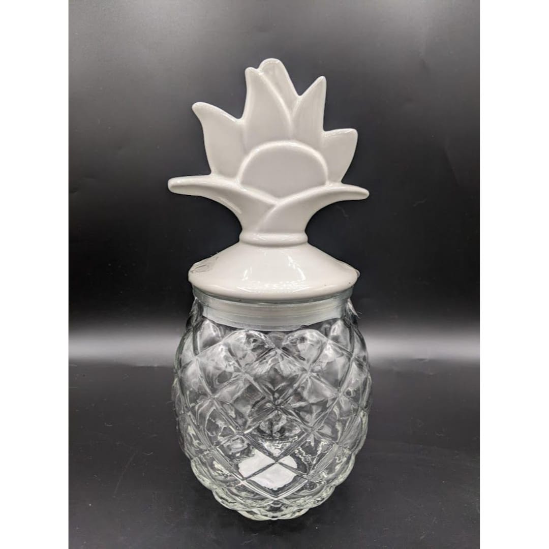 Target Bullseye Playground Glass PINEAPPLE Lidded Jar Clear White ...