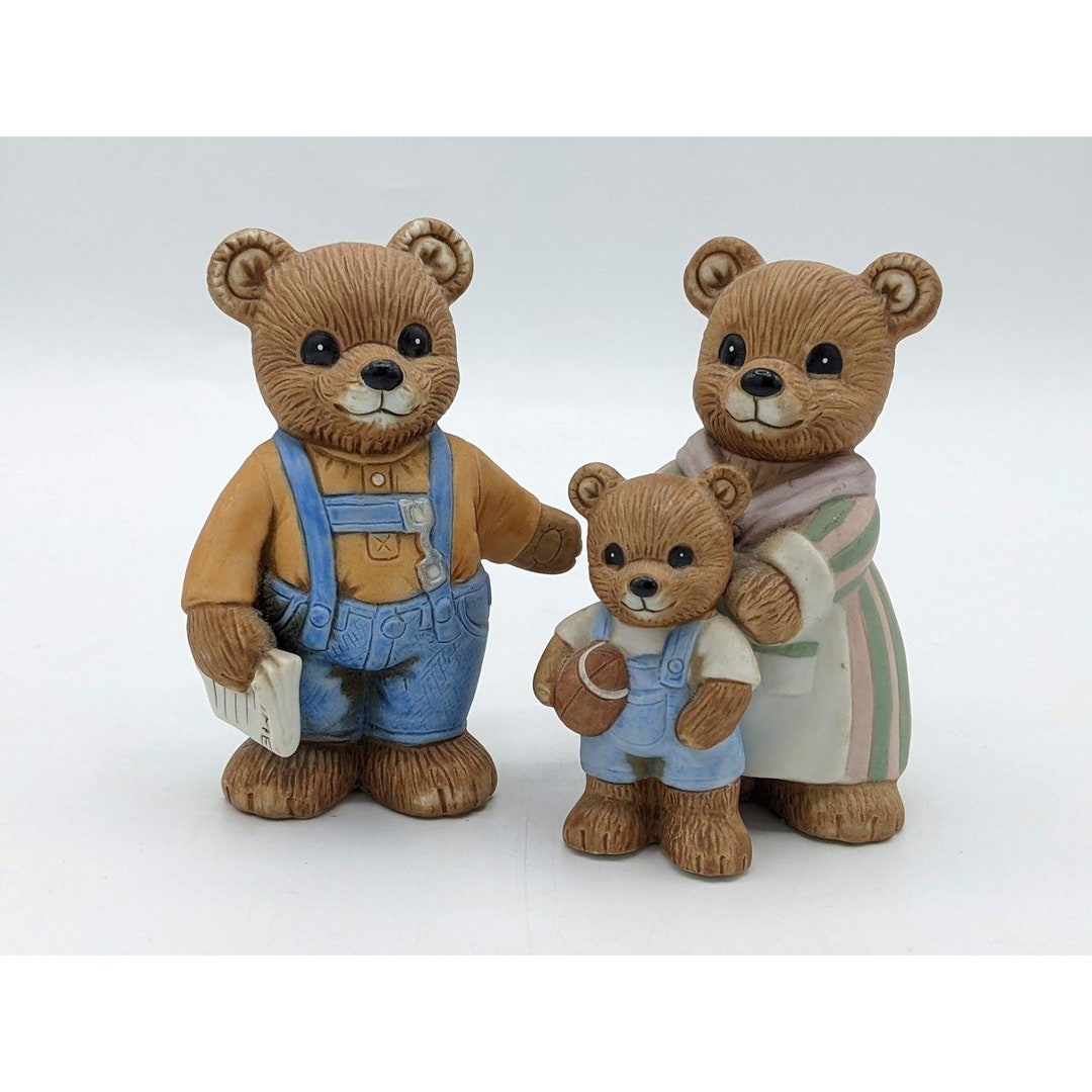Set of 2 Vintage Homco Family Bears #1450 Mother Father Son Figurine ...