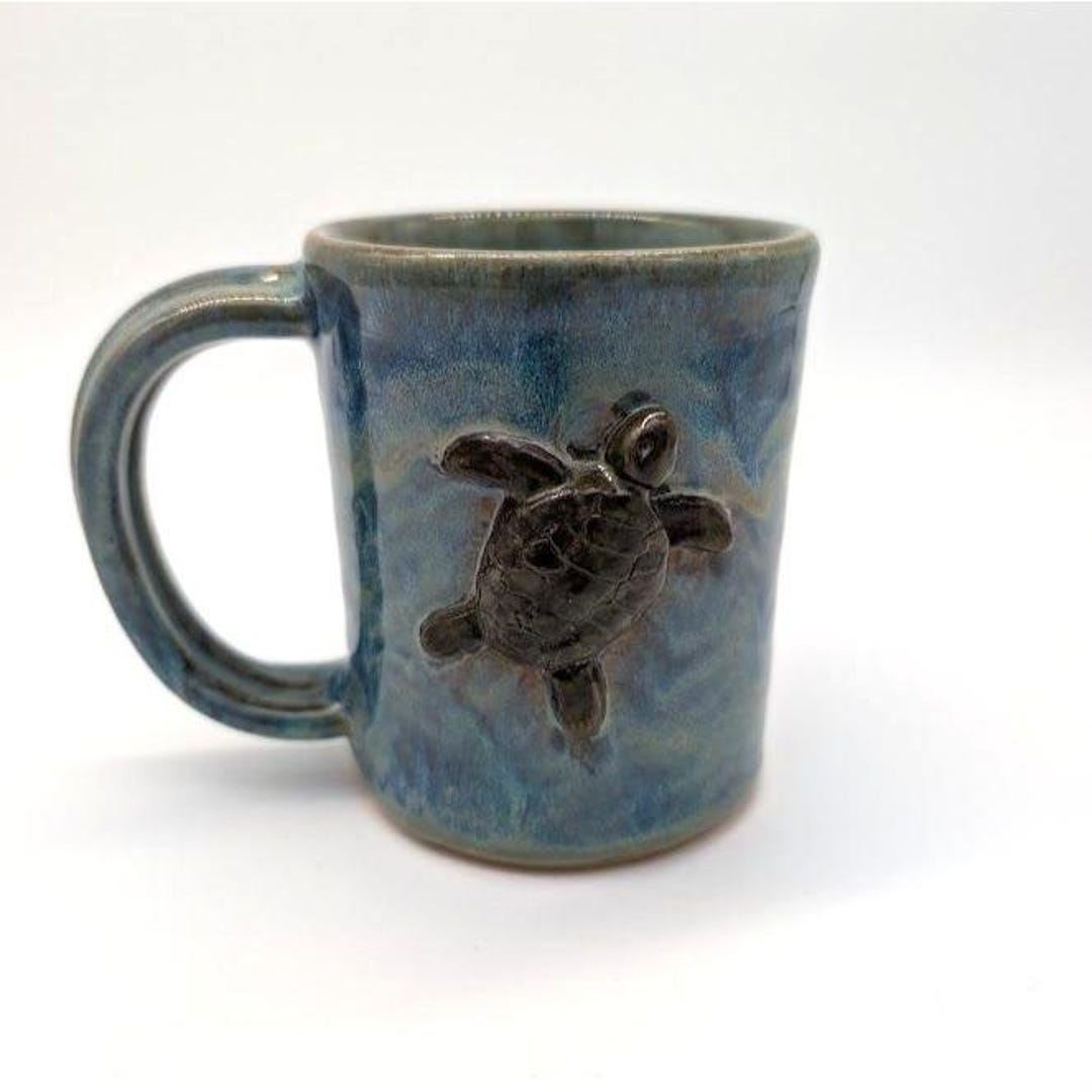 3D Sea Turtle Mug Sanders Pottery Studio Clay 10oz Coffee Tea Beach Nautical - Etsy