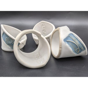4 Set Handmade Studio Art Pottery Napkin Rings Signed Ceramic Matte ...