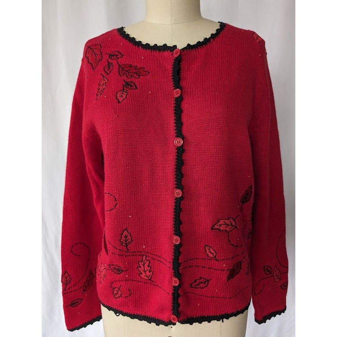Christopher & Banks Hand Embroidered Sweater Women's Small Knit Fall ...
