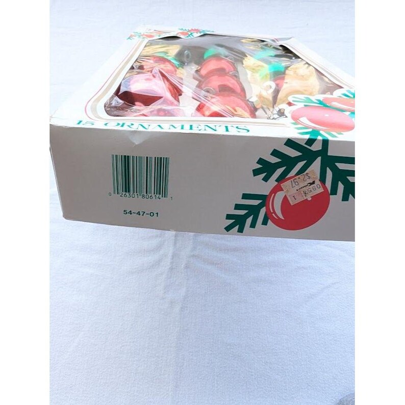 15 Vintage Rauch Shiny Red Green Glass Christmas Tree Ornaments Box USA ...