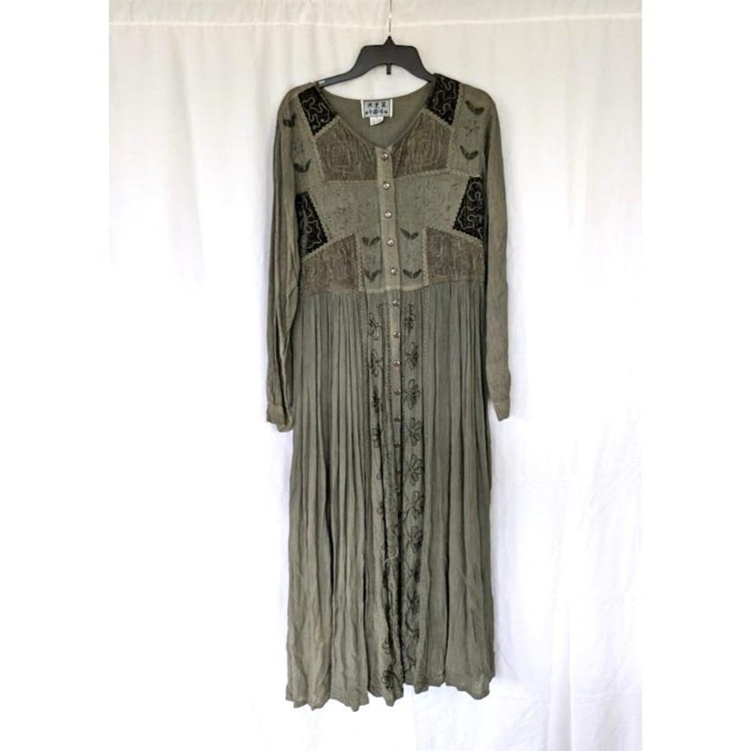 MPH Maxi Dress Women's Medium Green Hippie Boho 90s Peasant Festival ...