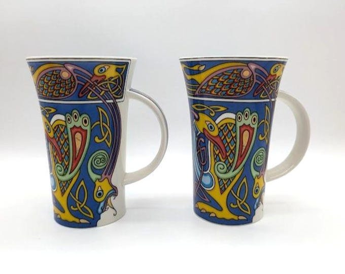 2 Set Dunoon Mugs by Jackie Reynolds Iona Scotland Coffee Tea Bone Bird ...