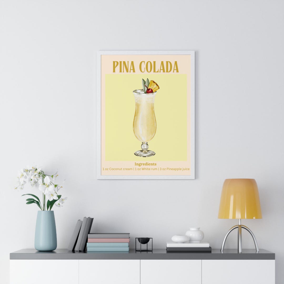 Pina Colada Art Print | Cocktail Poster | Wedding Party Signature Drink ...