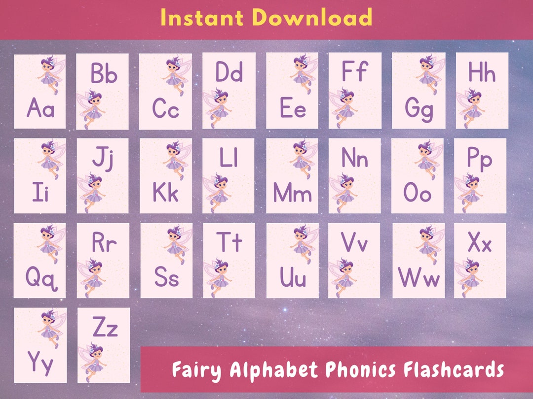 Printable Alphabet Flashcards Fairy Alphabet Printable Fairy - Etsy