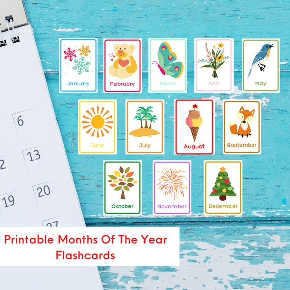 Printable Months Of The Year Flashcards
