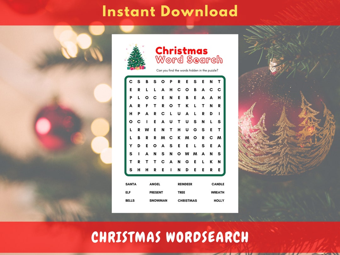 Christmas Word Search Puzzle Printable Santa Theme Festive - Etsy