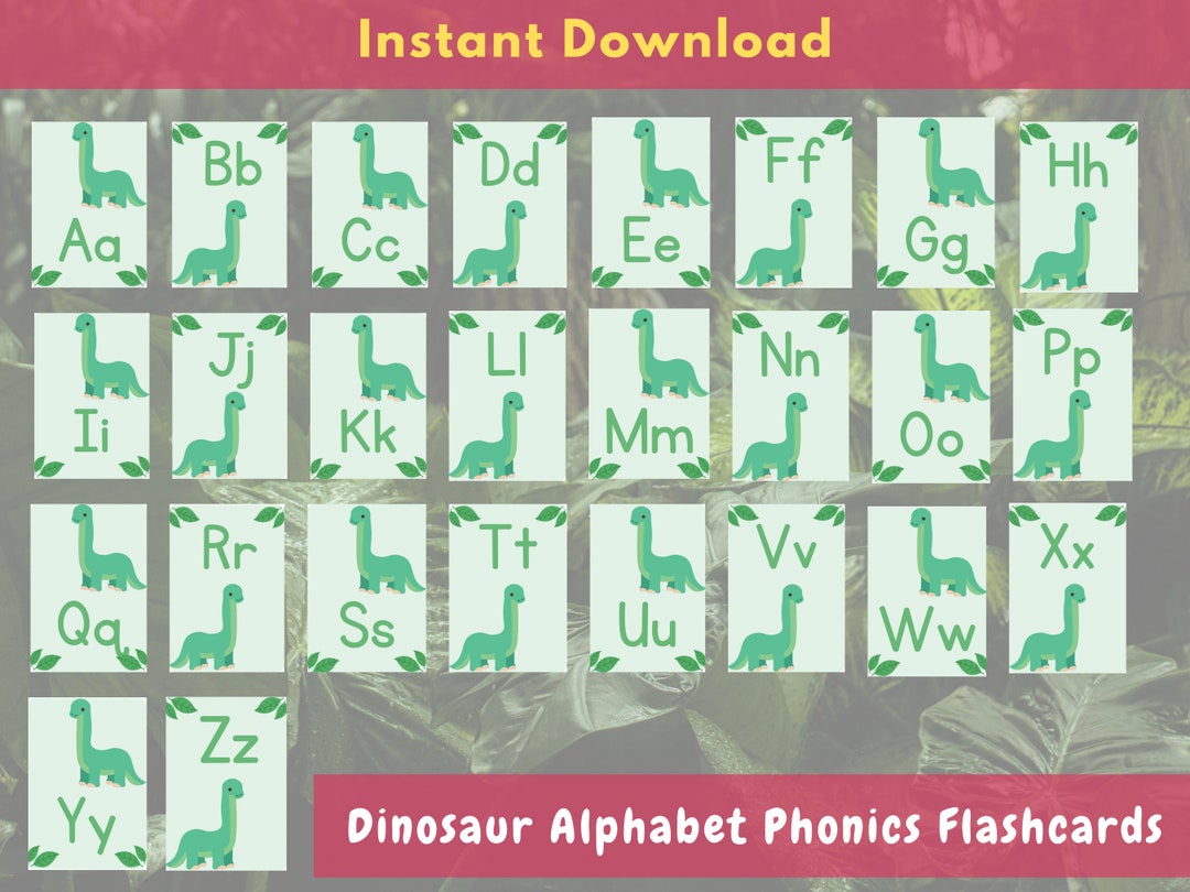 Printable Alphabet Flashcards, Dinosaur Alphabet Flashcards for Kids ...