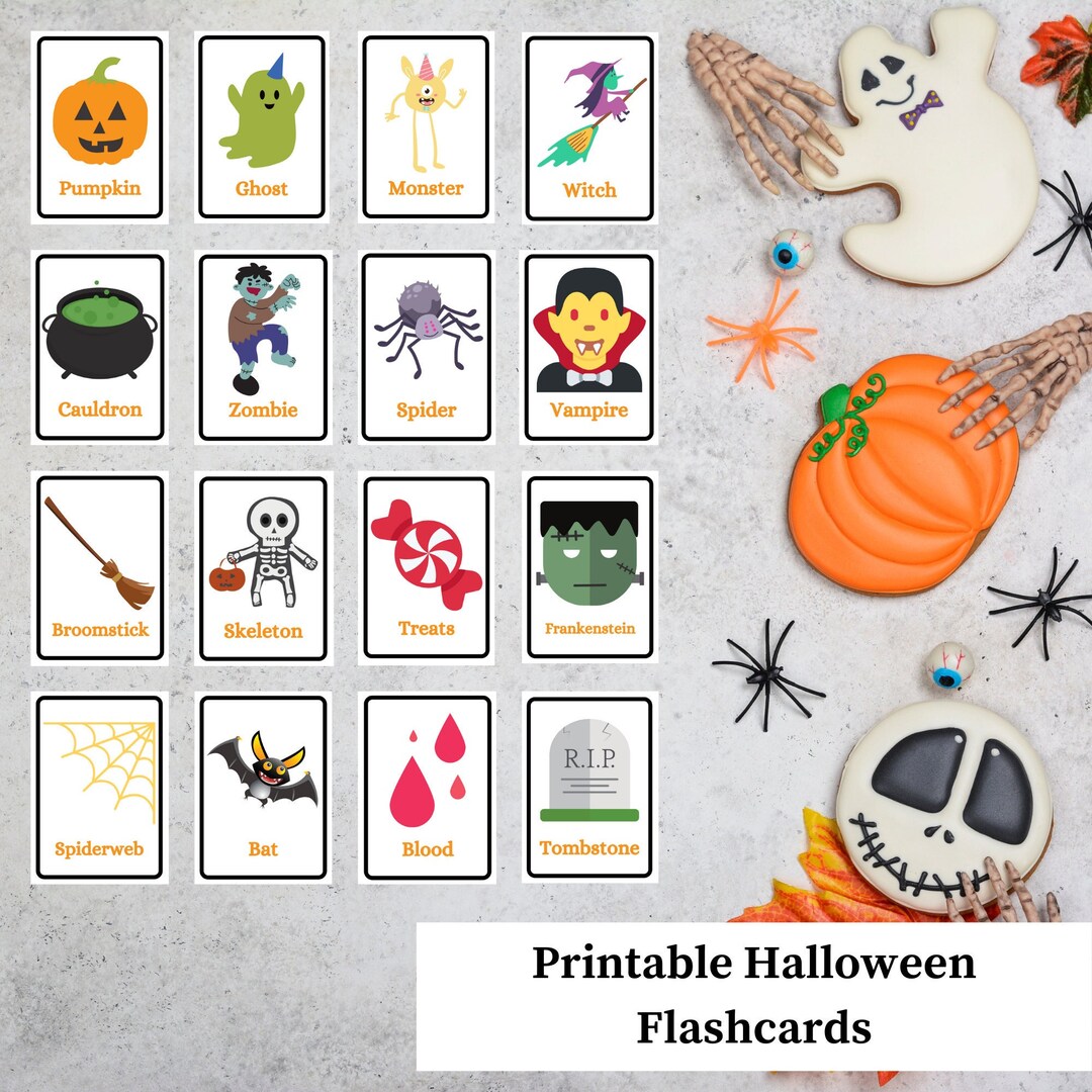 Halloween Flashcards Printable Childrens Halloween Activity - Etsy
