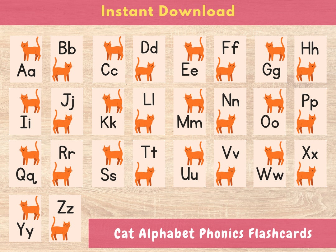 Cat Alphabet Phonics Flashcards Cats Download Learn the - Etsy UK