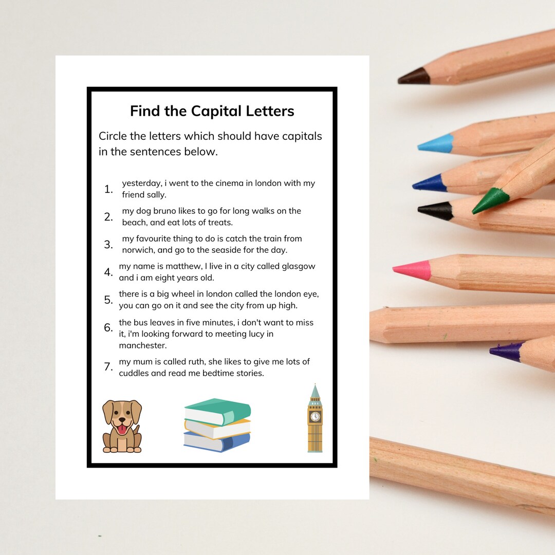 Capital Letters Printable Worksheet Capital Letters Activity - Etsy