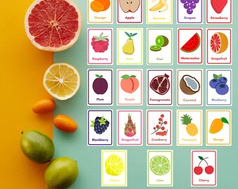 Fruits Cards Editable Flashcards - Etsy Canada